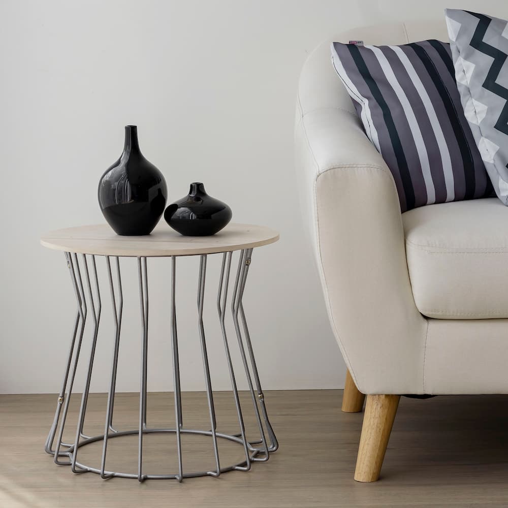 Infinity Side Table Chrome and Cream