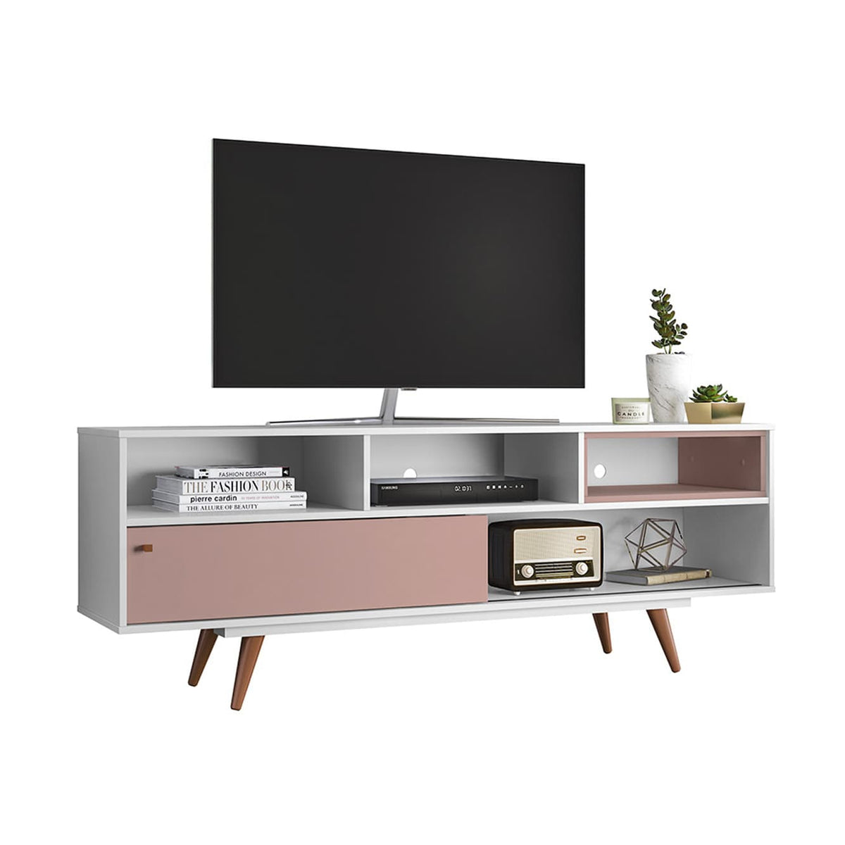Rosa TV Stand White and Pink